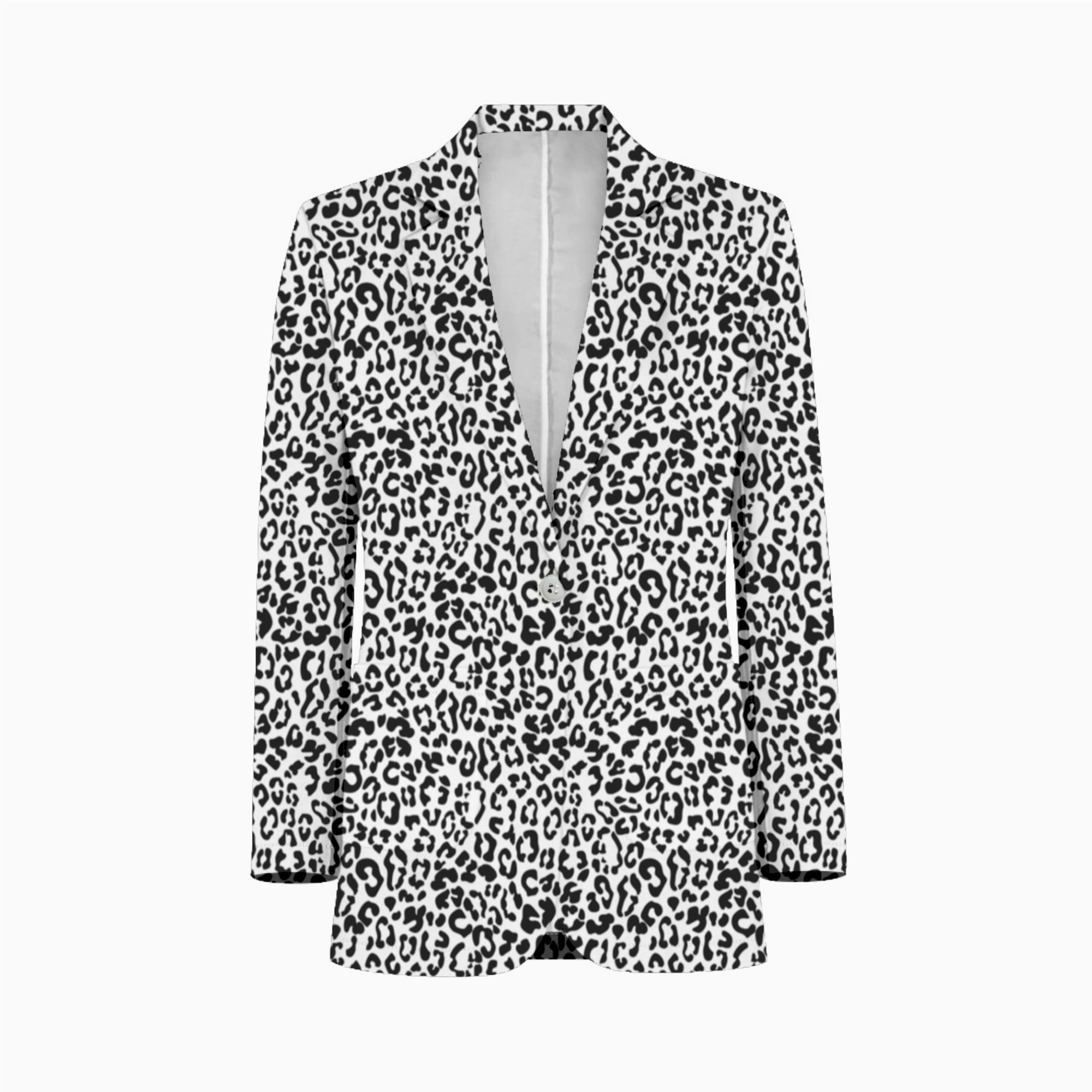 Trendy Black and White Leopard Print Mens Suits Shawl Collar Slim Fit ...