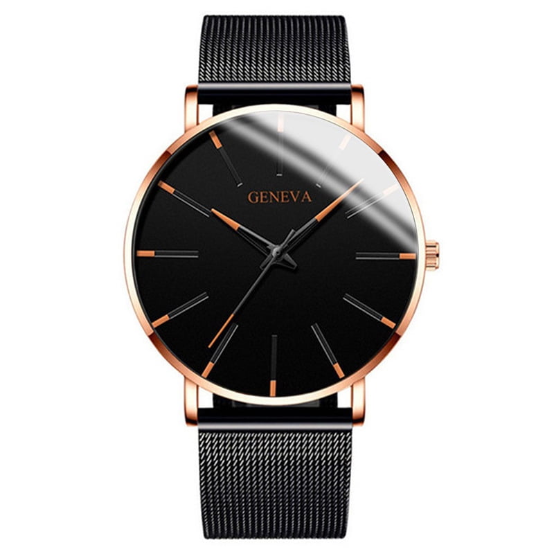 Trendy Blue Dial Minimalist Men's Watch with Casual Waterproof Mesh ...
