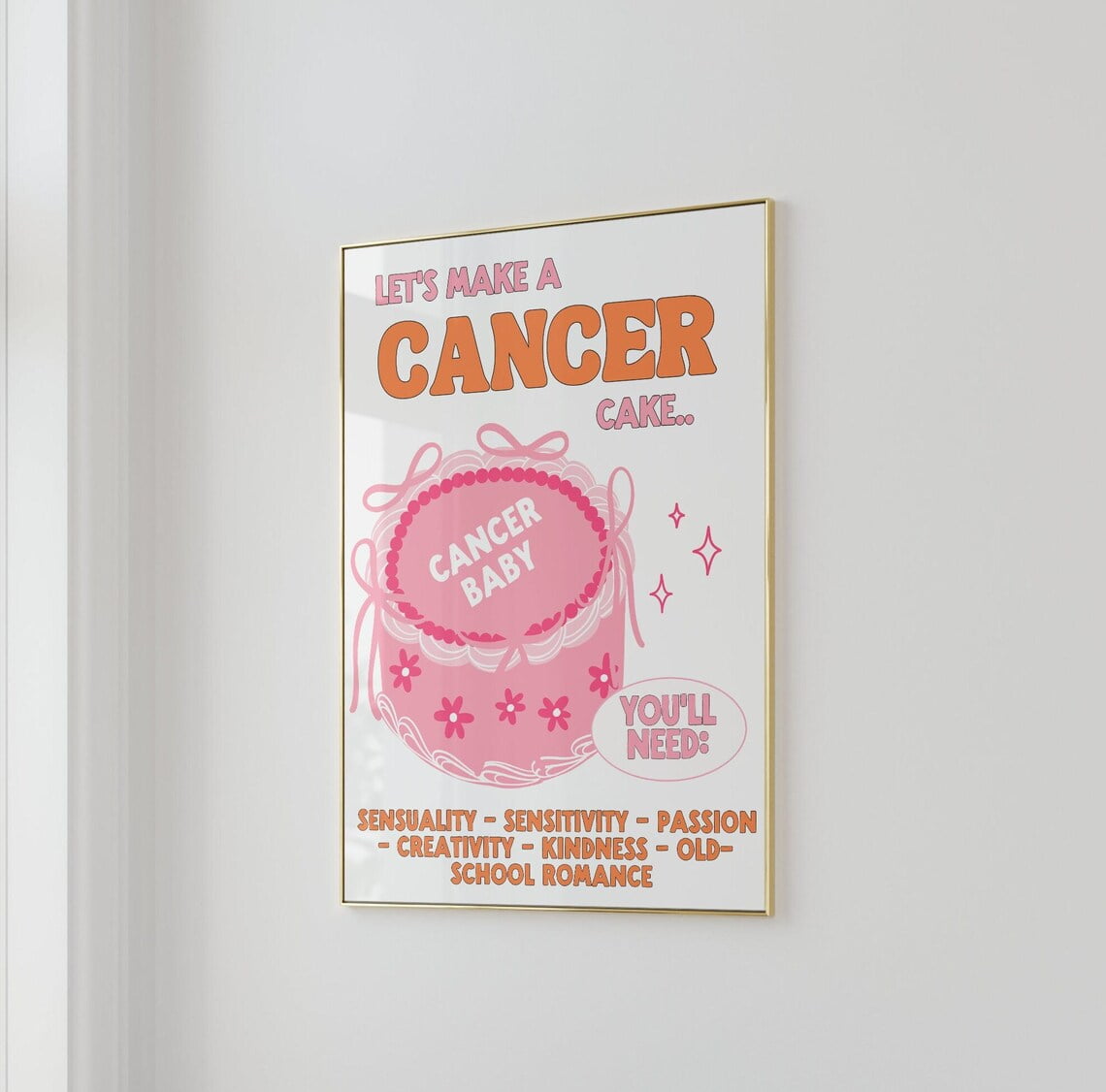 Trendy Cancer Cake Wall Print Cake Boho Gift Teen Girl Bedroom Prints ...