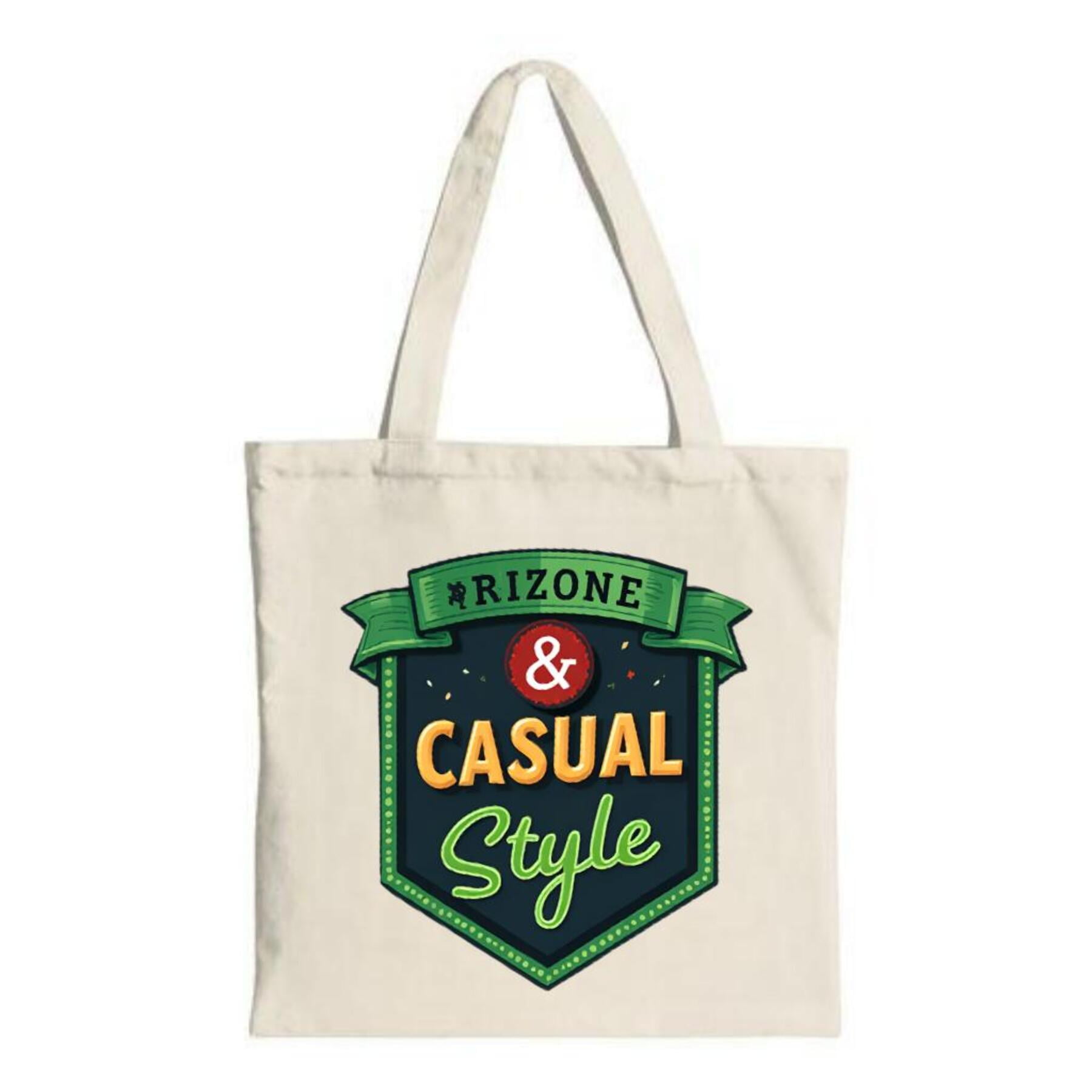 Trendy Canvas Tote Bag with Bold " RIZONE & CASUAL Style " Design Dark ...