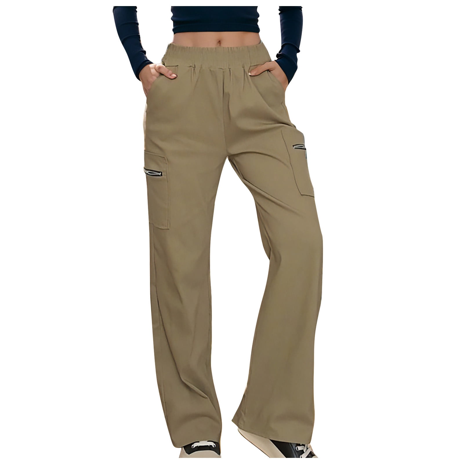 Trendy Cargo Pants for Women Mid Rise Straight Leg Multi Pockets ...
