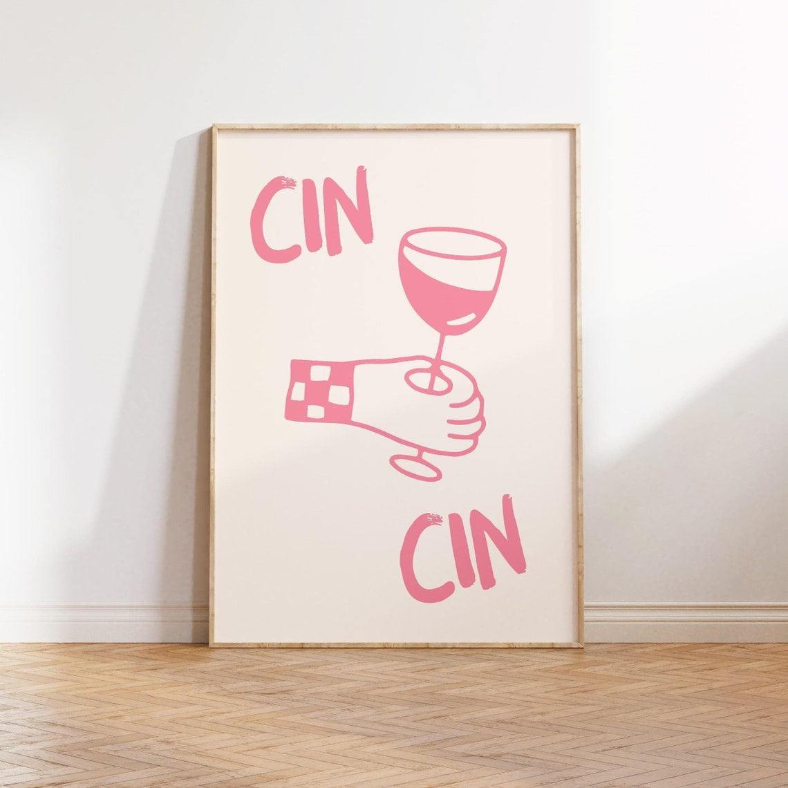 Trendy Cheers Print Cin Cin Wall Art Cute Kitchen Poster Cocktail ...
