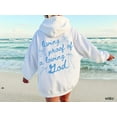 Trendy Christian Aesthetic, Blue Coquette Bow Words on Back Jesus Hoodie, Aesthetic Women's ...