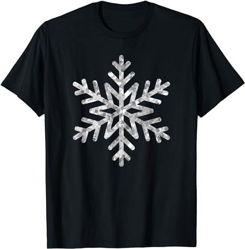 Trendy Christmas Faux Sparkle Snowflake Center Icon T-Shirt - Walmart.com