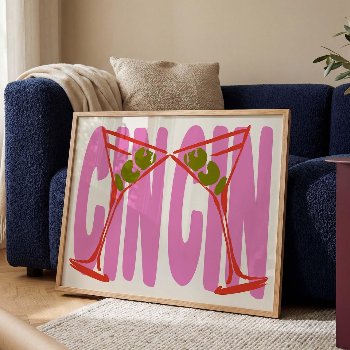 Trendy Cin Cin Cocktail Martini Glass Bar Cart Decor Pink Typography ...