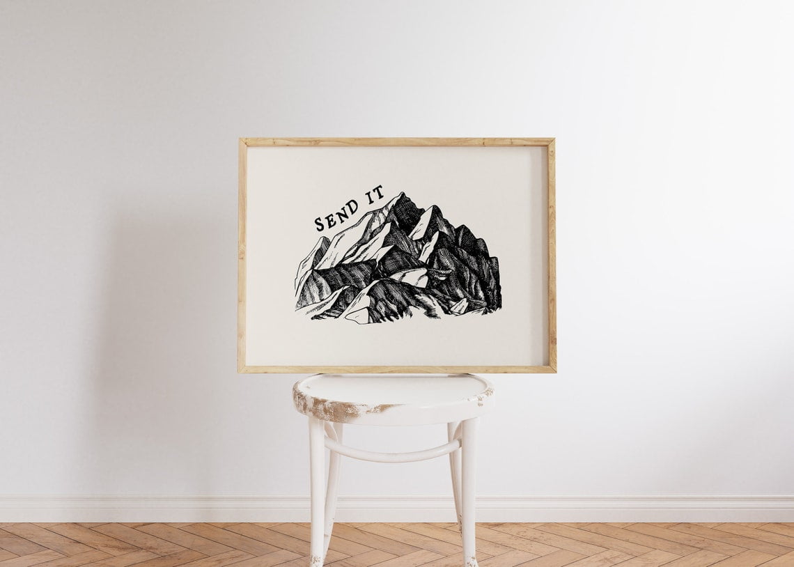 Trendy Climbing Print Send It Poster Rock Climbing Decor Vintage ...