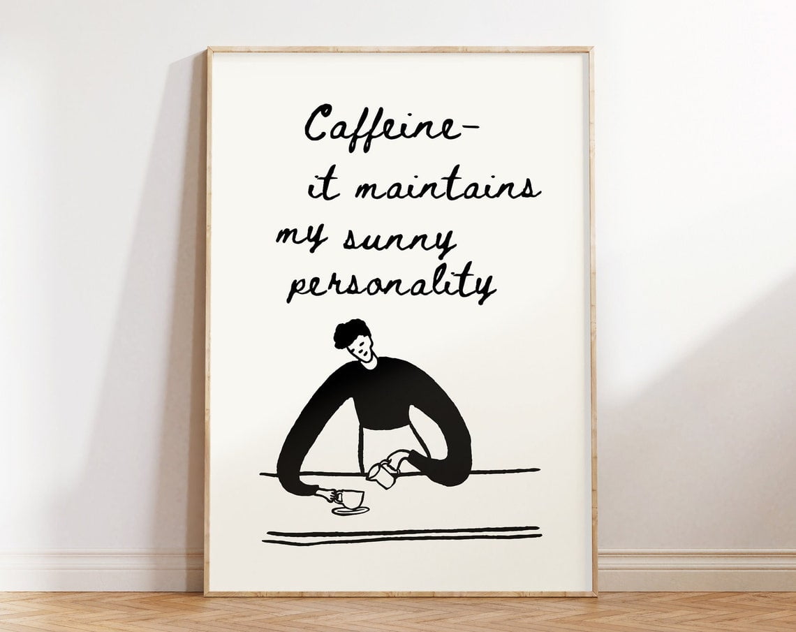 Trendy Coffee Print, Barista Poster, Cute Coffee Art, Caffeine Coffee Bar Decor, Coffee Corner ...