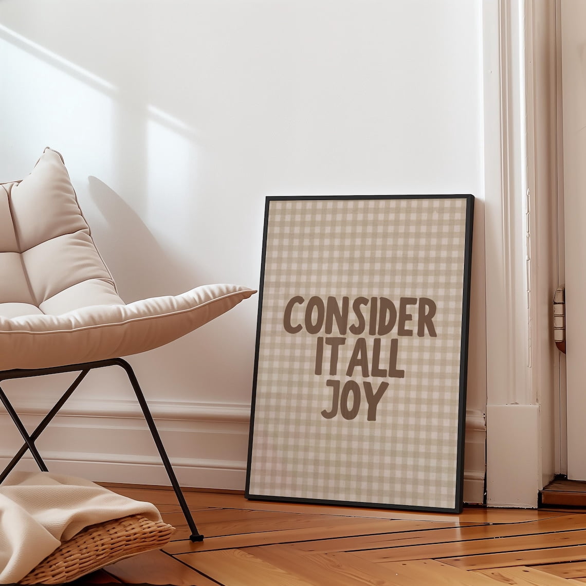 Trendy Consider It All Joy Print Poster Beige Christian Wall Art, Brown ...
