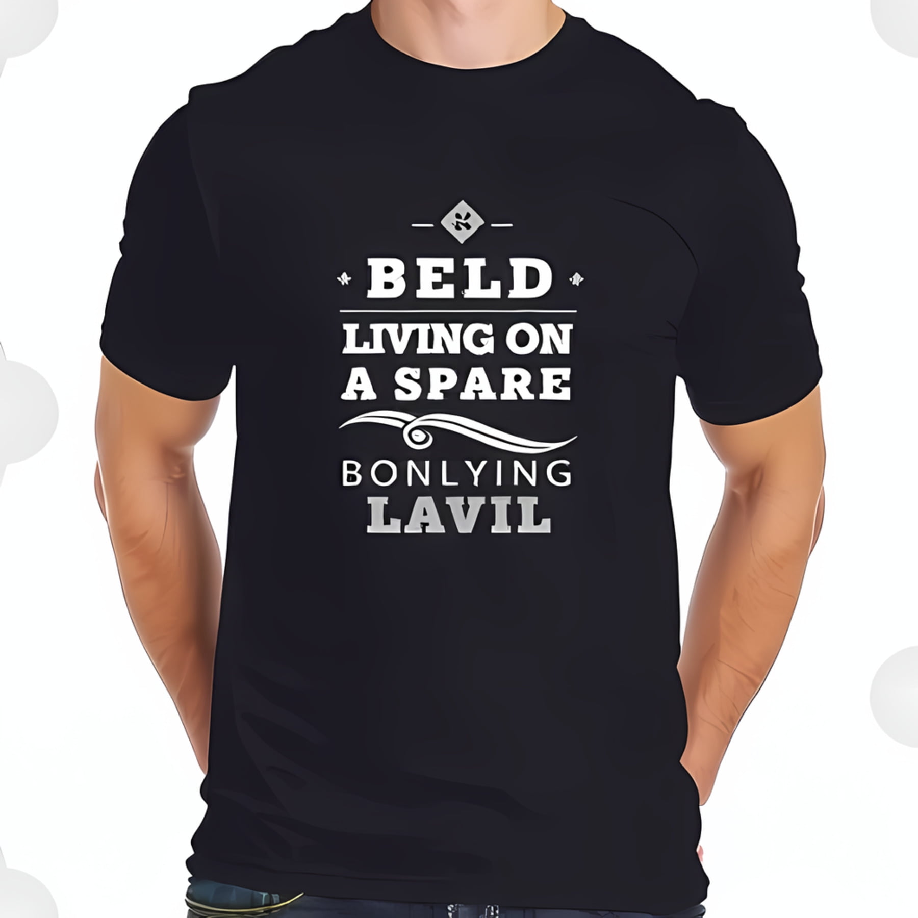 Trendy Cotton Short Sleeve T-Shirt with Bold White Typography - " BELD ...