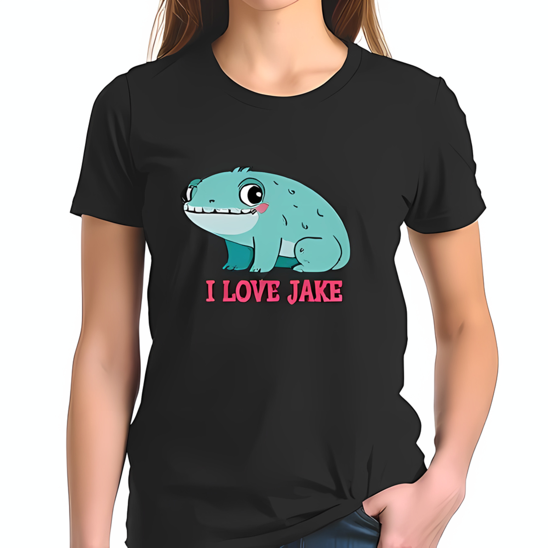 Trendy Cotton Short Sleeve T-Shirt with Playful Cartoon Creature & " I ...