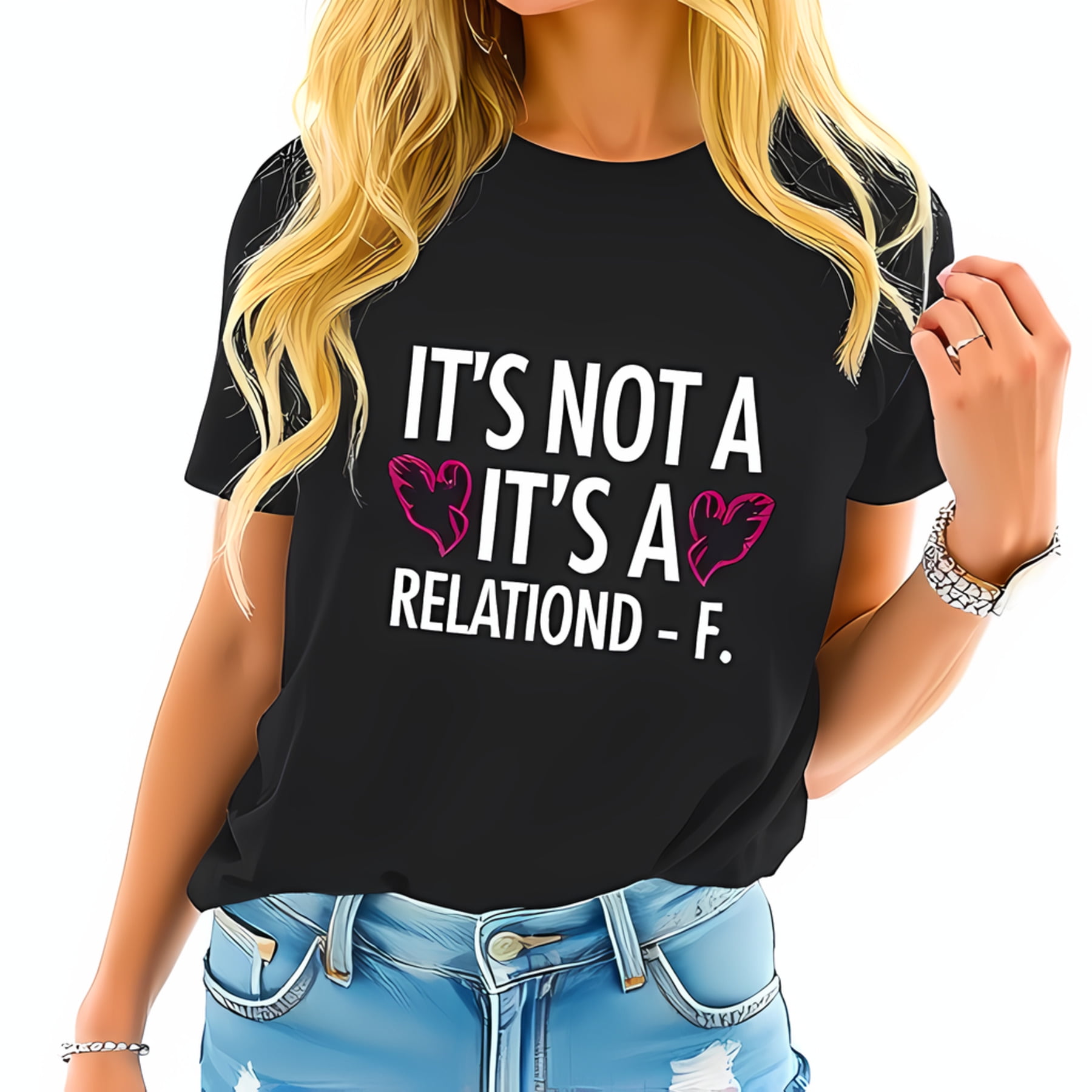 Trendy Cotton Short Sleeve T-Shirt with Playful " IT'S NOT A IT'S A ...