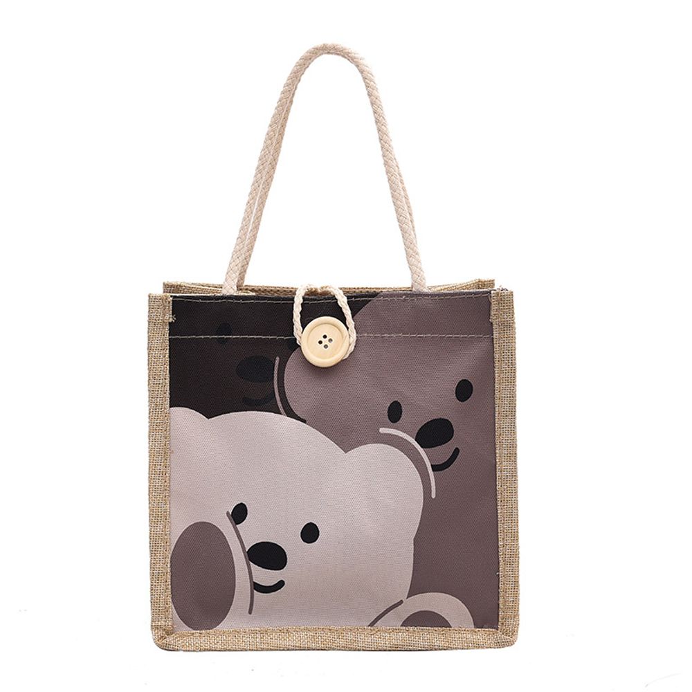 Trendy Cute Coin Purse Flax Bear For Students Korean Handbag Lunch Bags ...