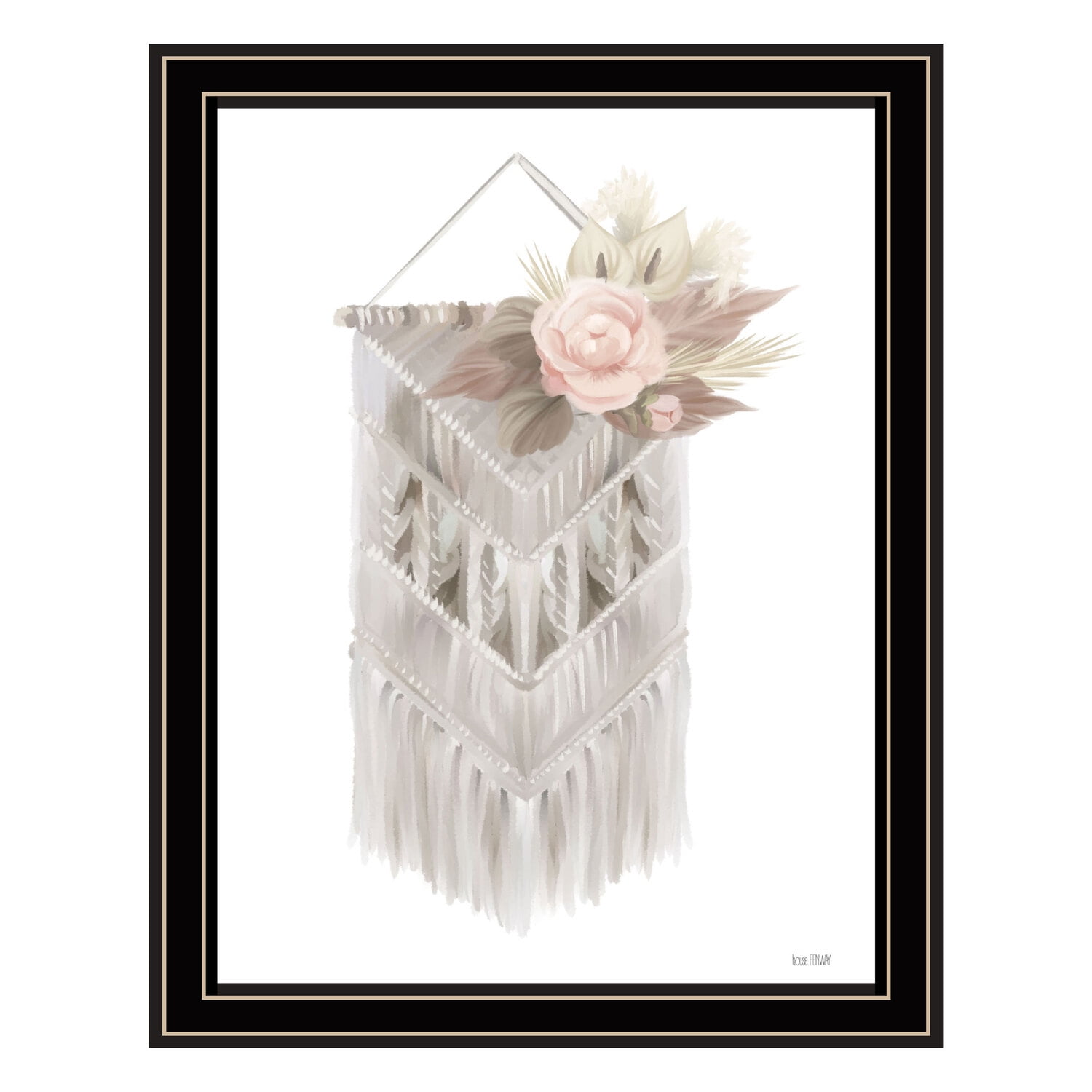 Trendy Decor 4U "BOHEMIAN MACRAME" Framed Wall Art-Color:Black,Style ...