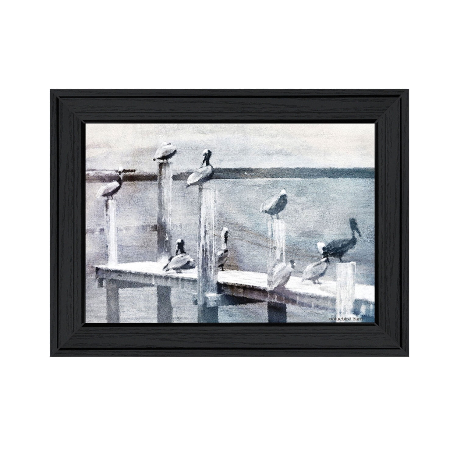 Trendy Decor 4U "Birds on the Pier" Framed Wall Art, Modern Home Décor ...