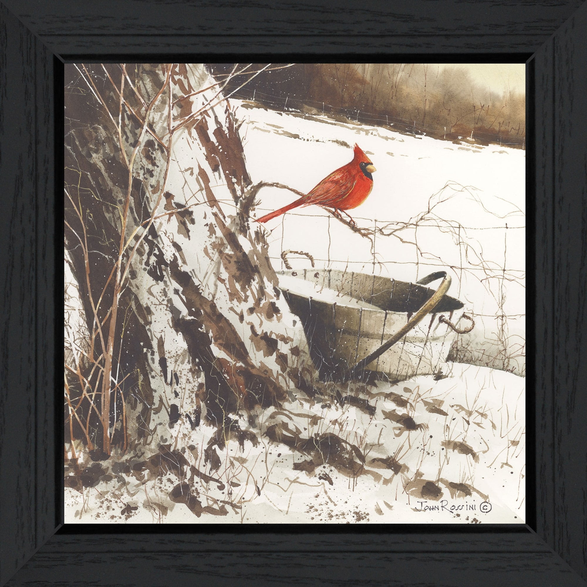 Trendy Decor 4U Contemporary "Country Cardinal" Framed Print Wall Art ...
