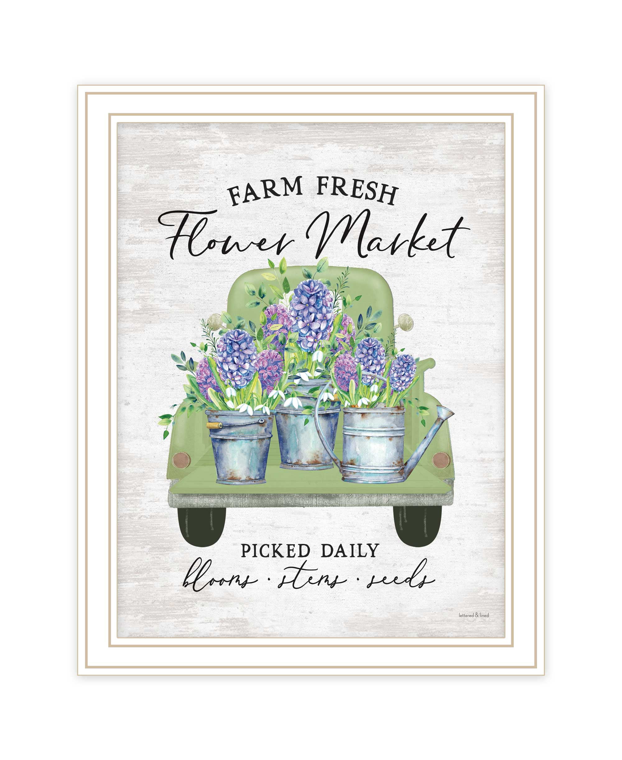 Trendy Decor 4U "Flower Market - Hyacinths" Framed Wall Art, Modern ...