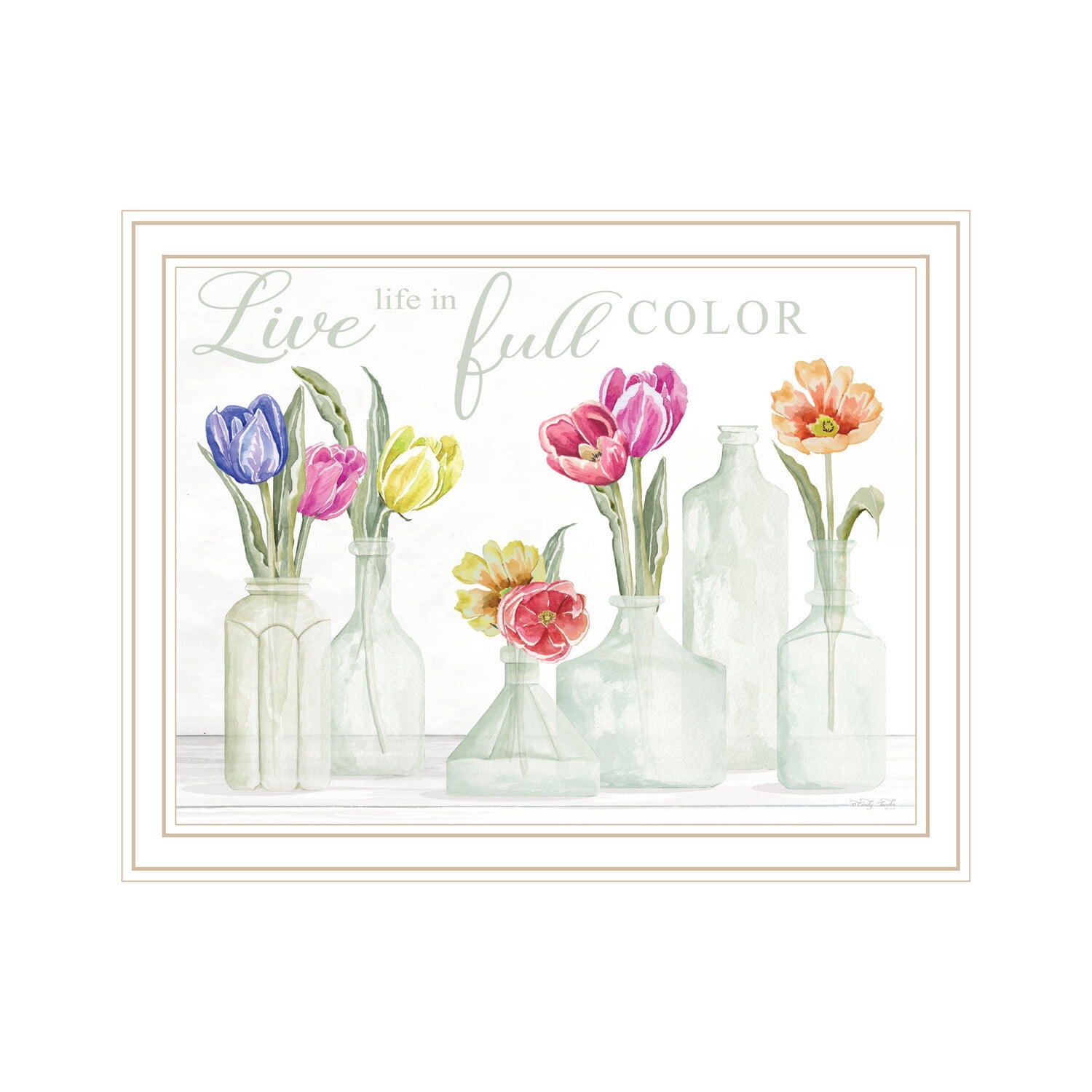 Trendy Decor 4U "Live Life in Full Color-Tulips" Framed Wall Art ...