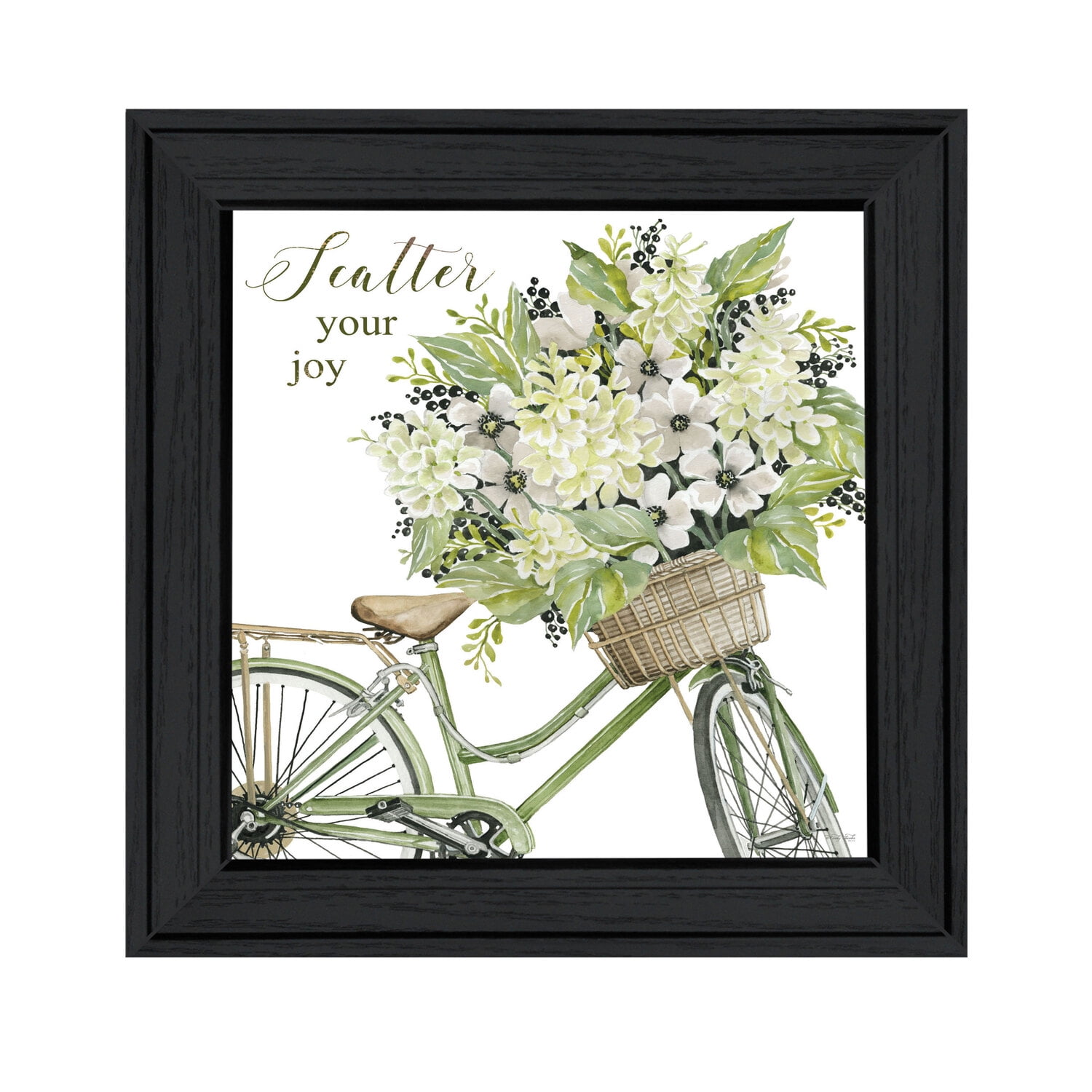 Trendy Decor 4U "SCATTER YOUR JOY WITH FLOWERS" Framed Wall Art-Color ...
