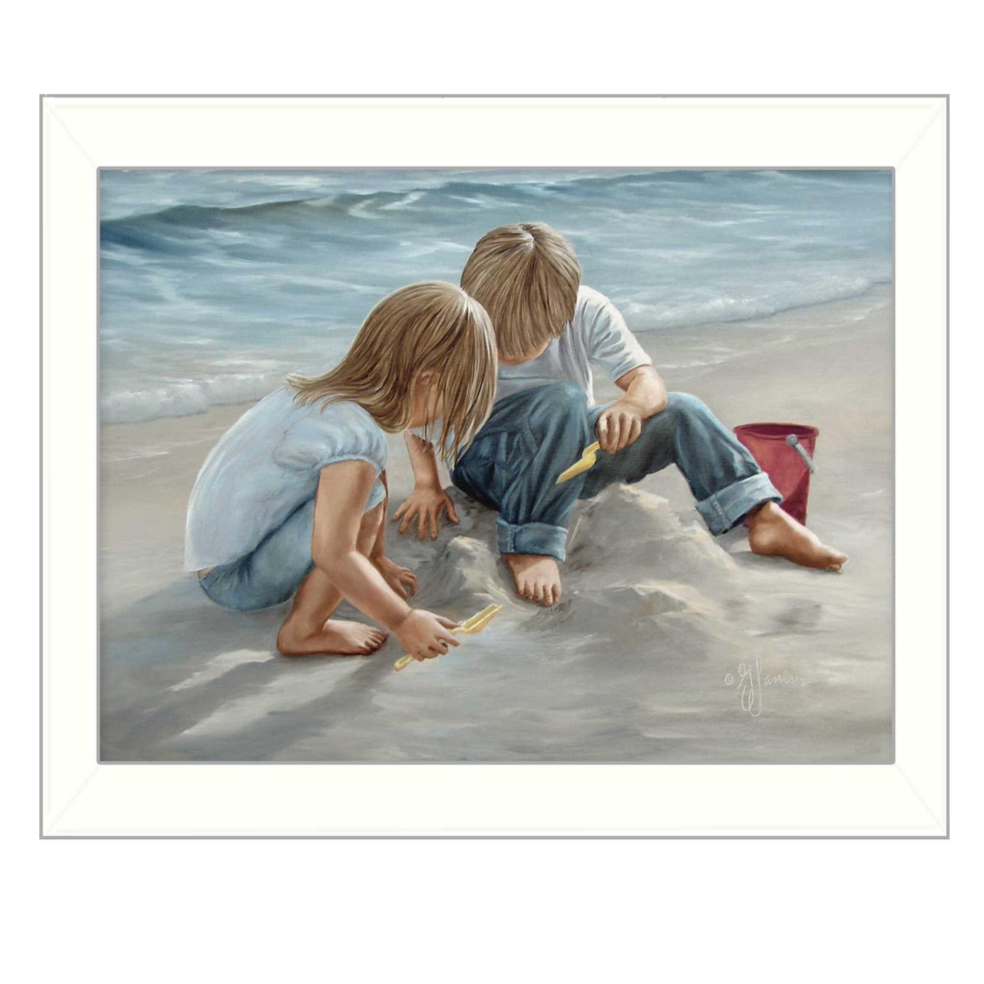 Trendy Decor 4U "Sand Castle Builders" Framed Print Wall Art by Georgia ...