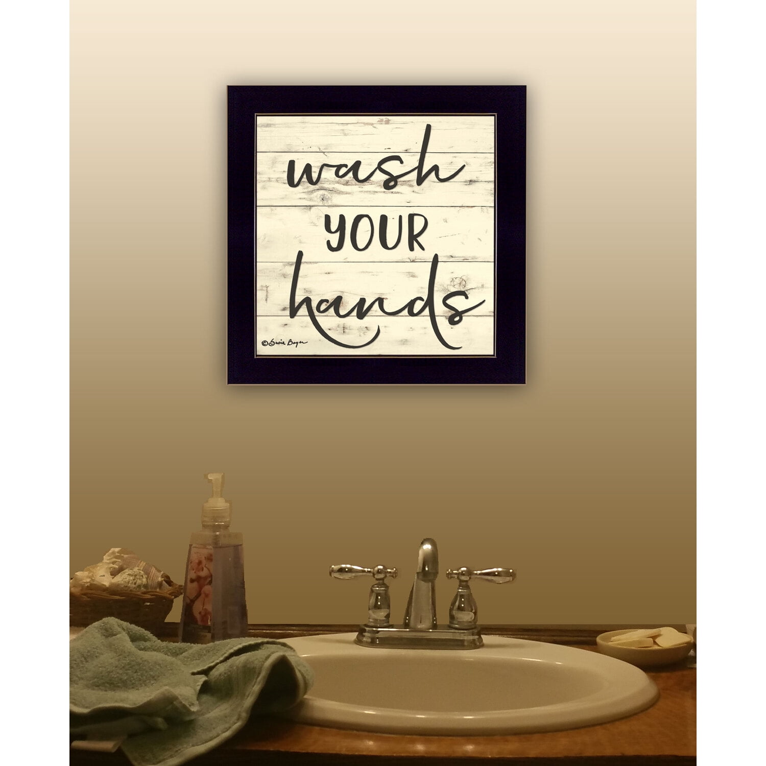 Trendy Decor 4U "Wash Your Hands" Framed Wall Art-Color:Black,Style ...