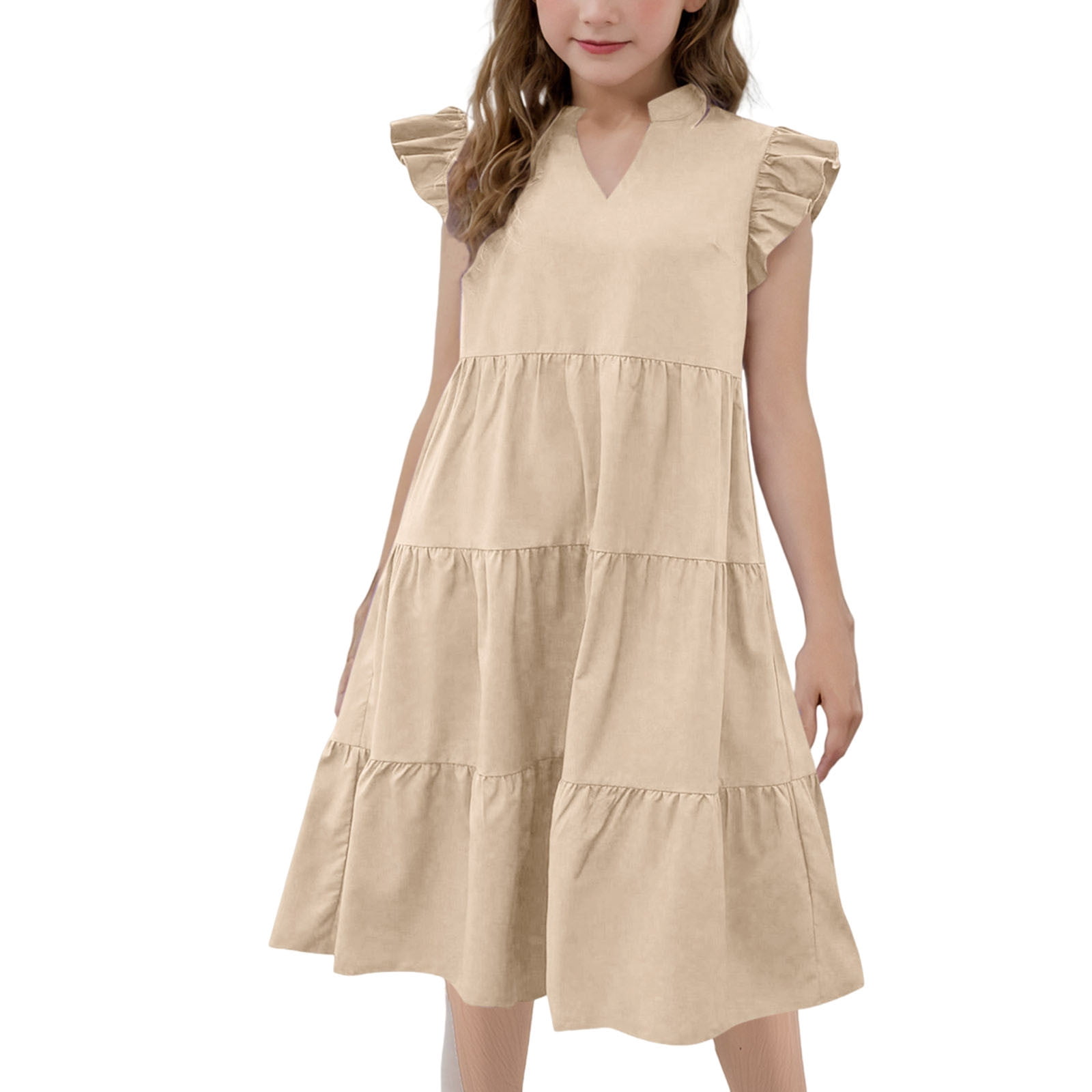 Trendy Dresses for Girl 2025 New Tween Girls Summer Dress Ruffle Sleeve ...
