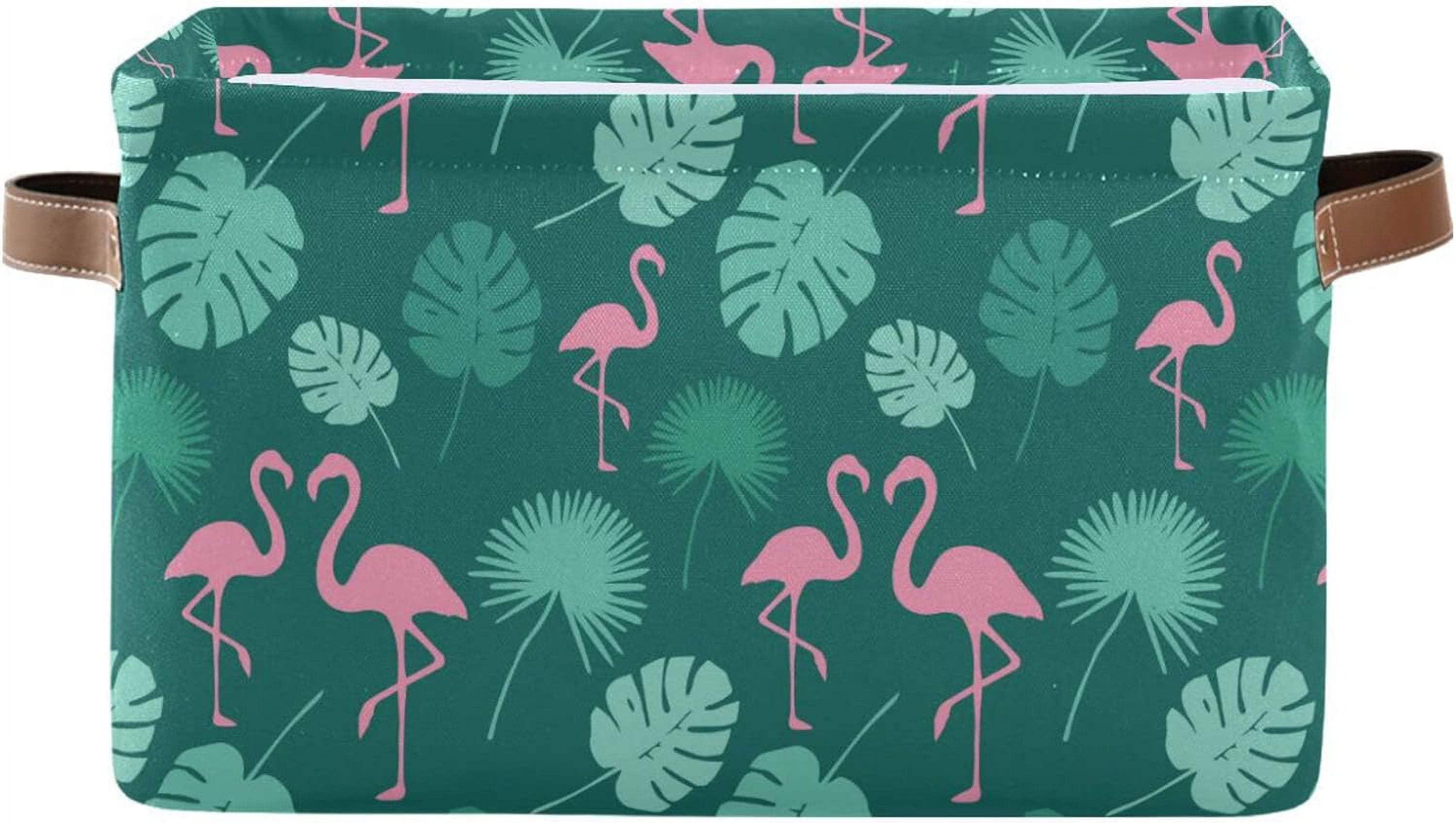 Trendy Flamingo Storage Basket with Handles Collapsible Storage Bins ...