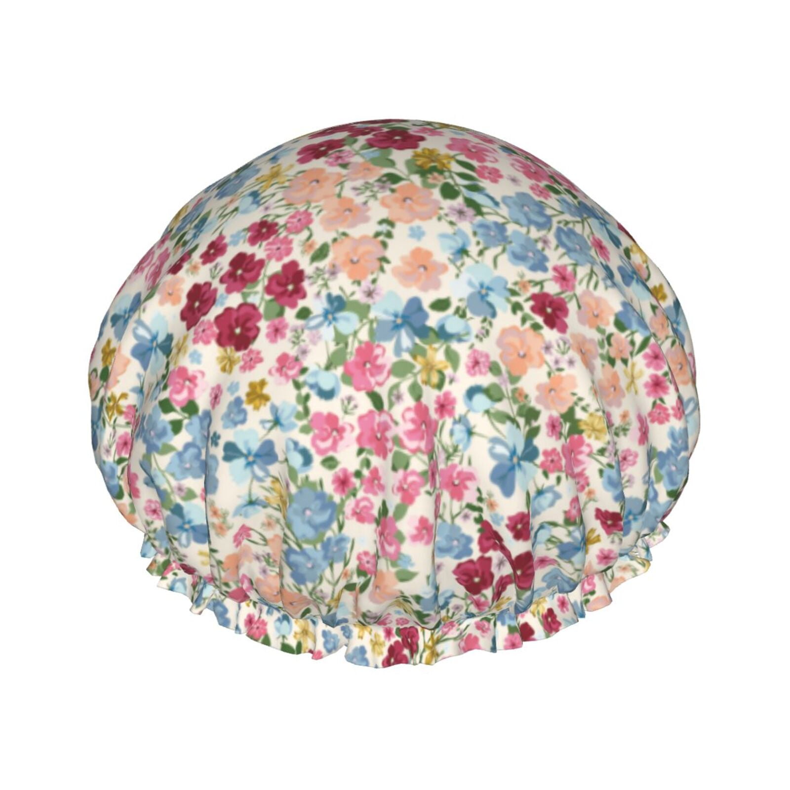 Trendy Floral Design Shower Cap, Reusable Bath Hair Hat for all Hair ...