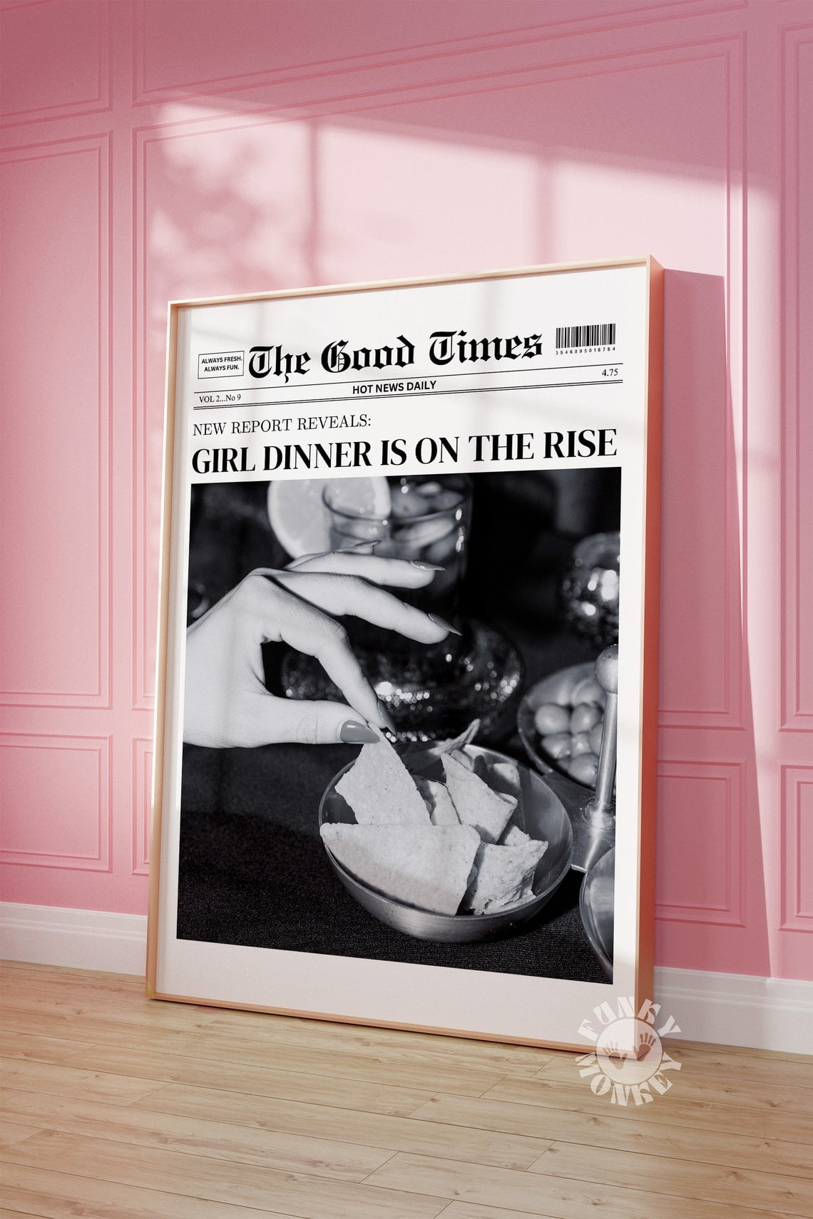 Trendy Girl Dinner Newspaper Print, Headline Poster, Preppy Wall Art ...