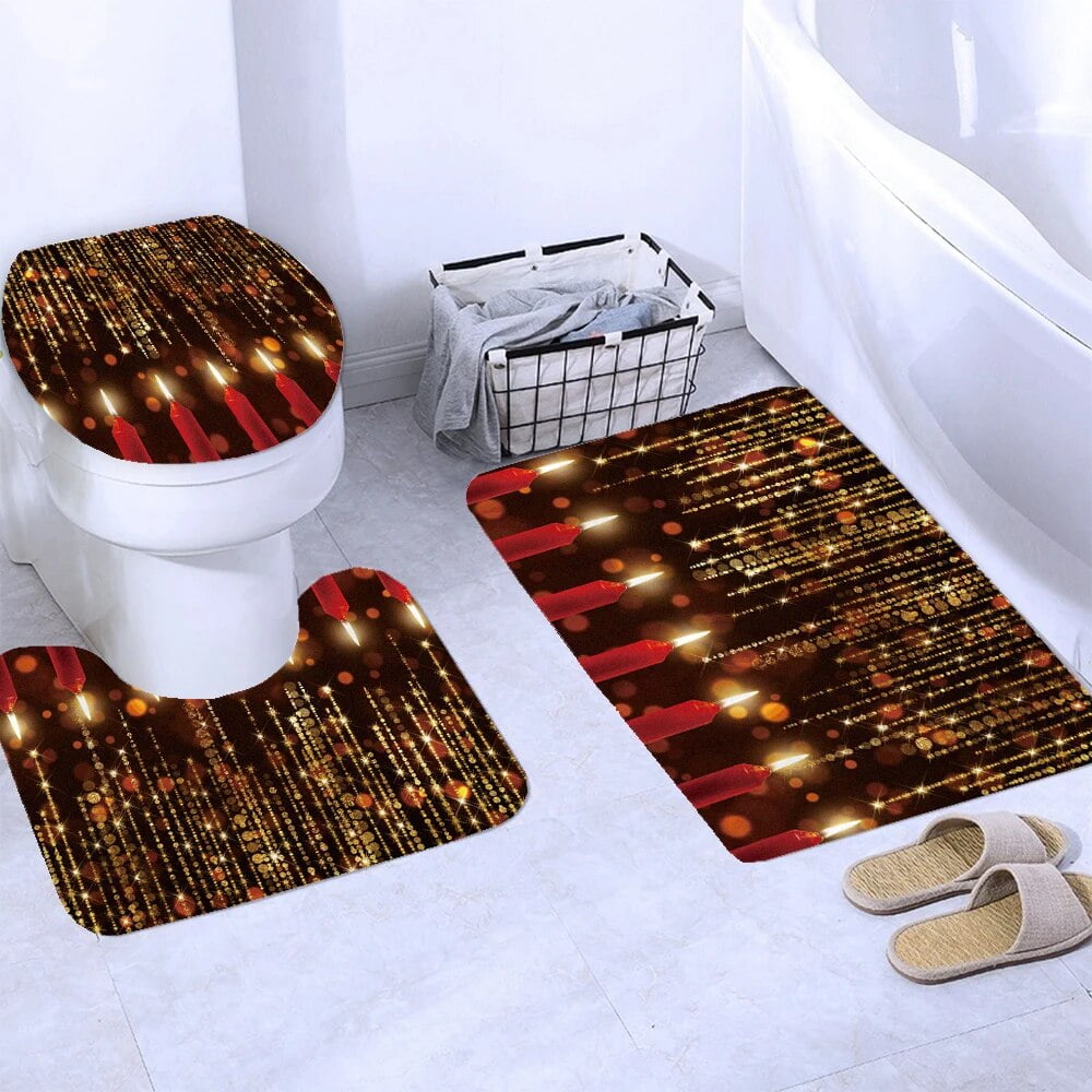 Trendy Gold Glitter Stars Sparkles Shower Curtains Shiny Decor For