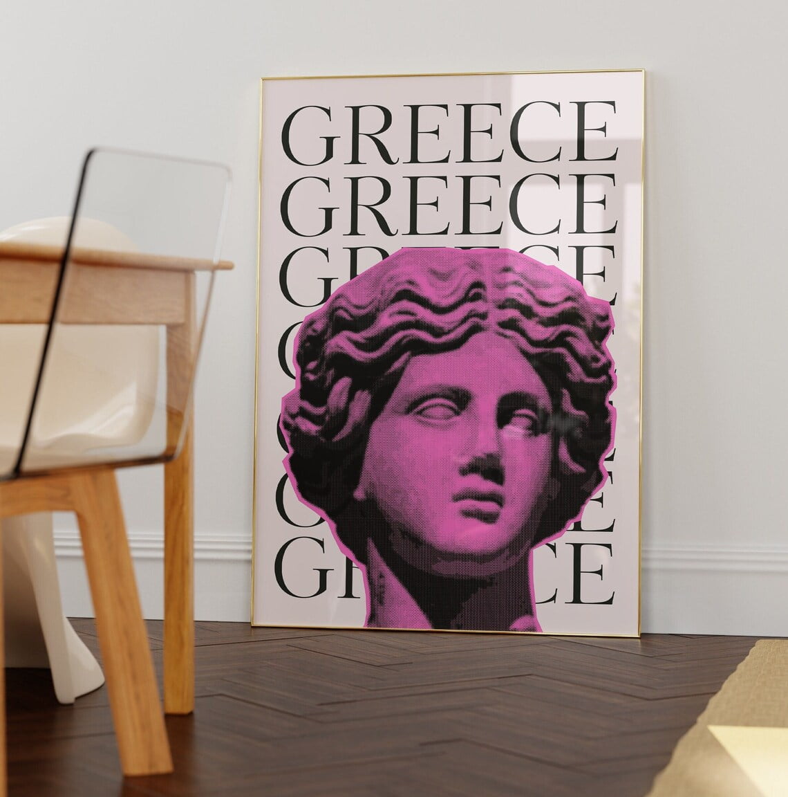 Trendy Greece Travel Print-Cute Trendy Wall Art-Pink Greece Travel ...