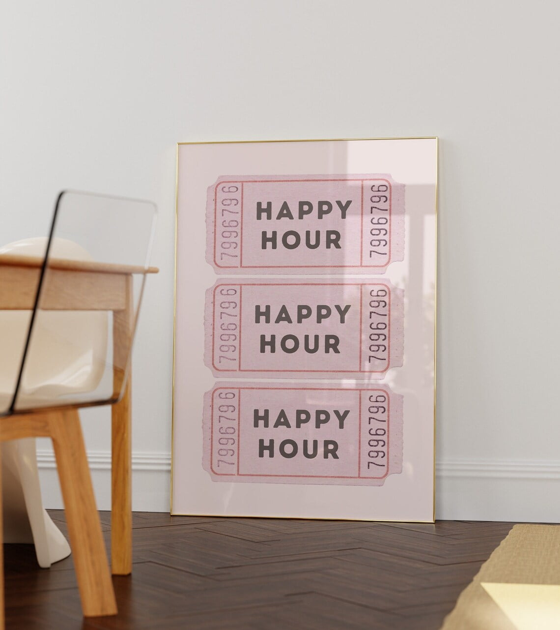 Trendy Happy Hour Print-Preppy Pink Posters-Trendy Wall Art-Retro Print ...