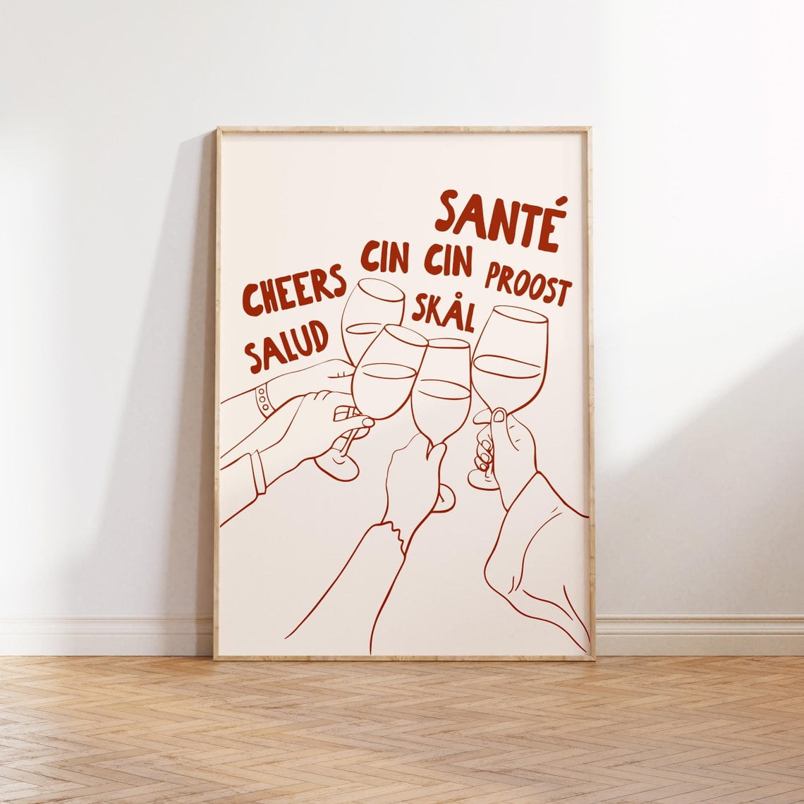 Trendy Kitchen Print Cheers Wall Art Cute Cocktail Poster Minimalist Bar Cart Decor Retro ...