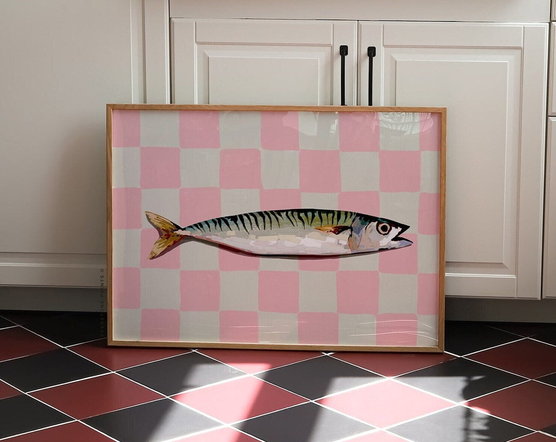 Trendy Kitchen Print, Retro Fish Art, Food Colorful Kitchen Art, Retro ...