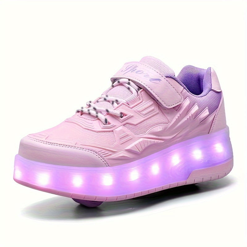 Trendy LED Luminous Roller Shoes, Two Wheeled Skate Sneakers For Kids ...