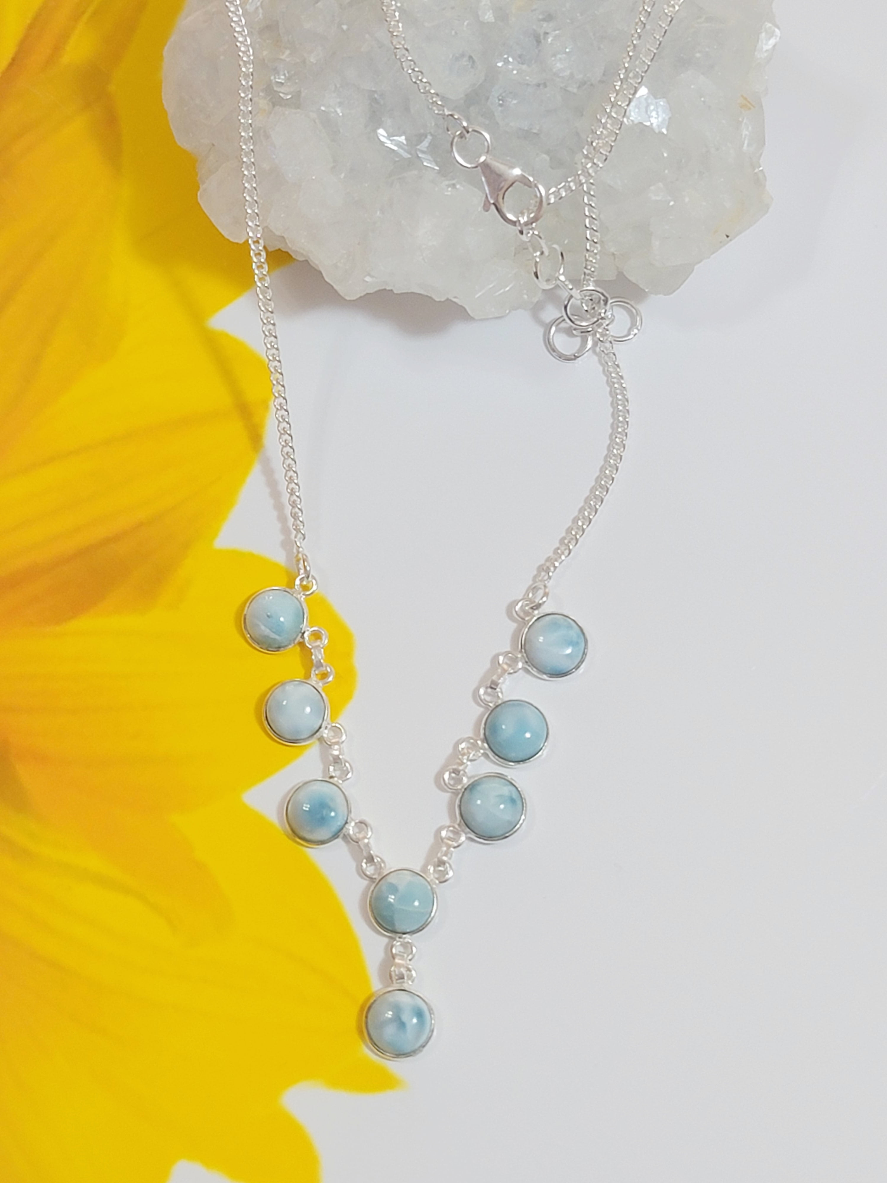 Trendy Larimar Necklace, Solid Sterling Silver, Handmade Larimar ...