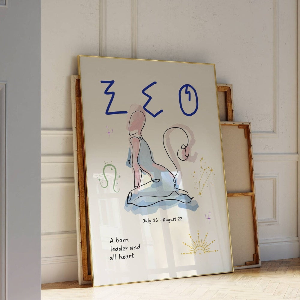 Trendy Leo Zodiac Sign Print, Star Sign Poster, Celestial Spiritual ...