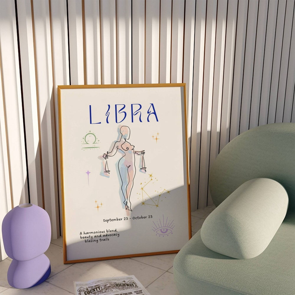 Trendy Libra Zodiac Sign Print, Star Sign Poster, Celestial Spiritual ...
