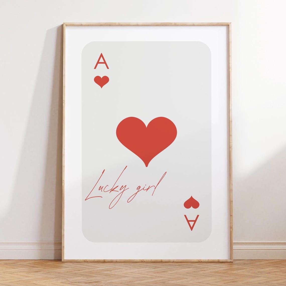 Trendy Lucky Girl Print Red Ace Of Hearts Print Lucky You Poster ...