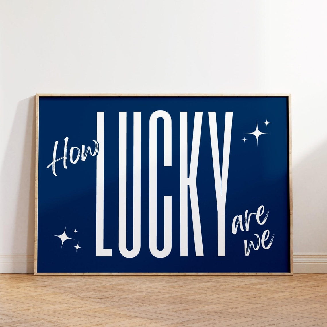 Trendy How Lucky Are We Wall Art Blue Retro Aesthetic Poster Apartment ...