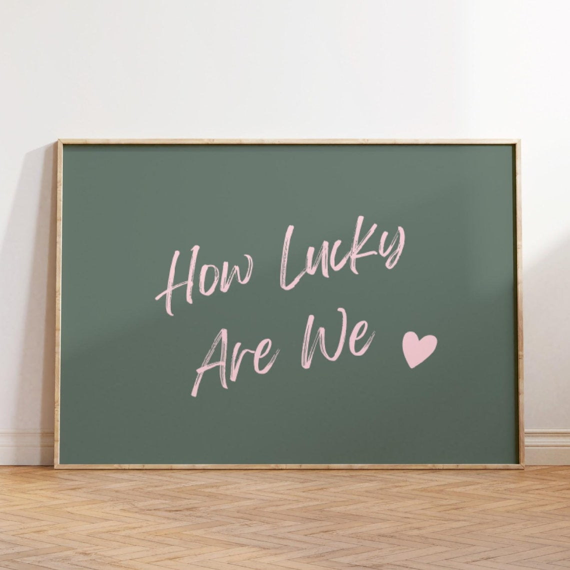 Trendy How Lucky Are We Wall Art Sage Green Retro Aesthetic Poster ...