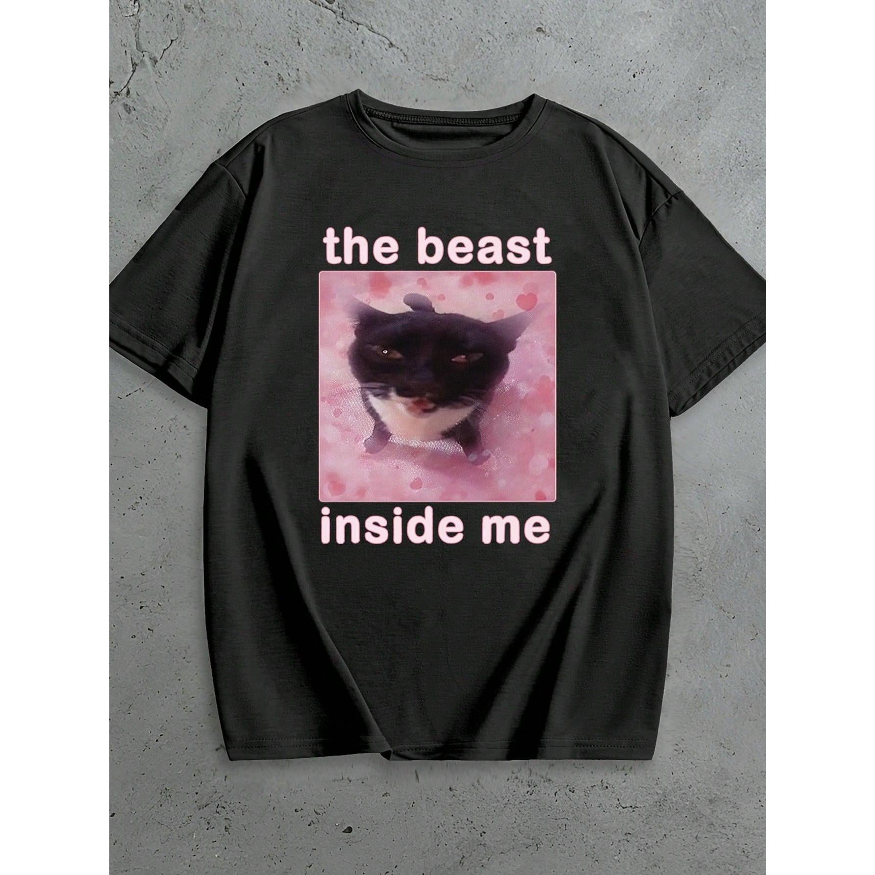 Trendy Meme Symbol Tee. Combines Beast Meme Text + Viral Cat Graphic ...