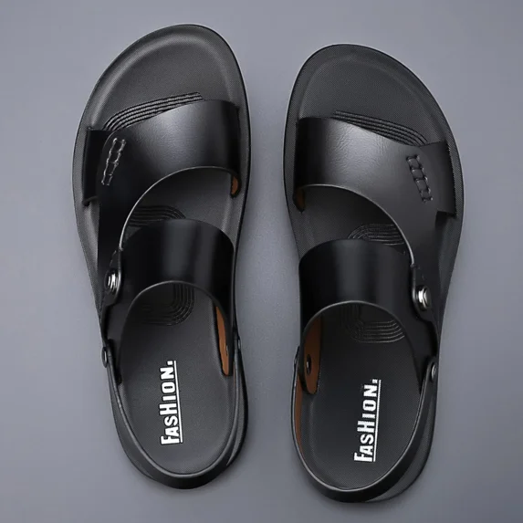 Trendy Men's PU Two-Wear Sandals, Breathable Soft Anti-Slip Sole Summer ...