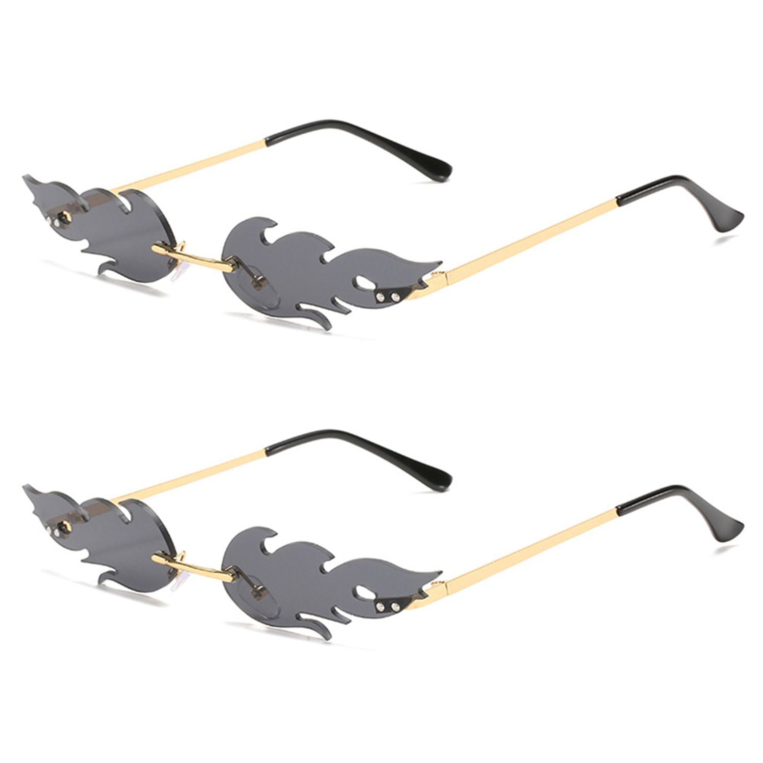 Trendy Metal Cosplay Rimless Party Flame Shaped Fashion Flame Sunglasses Sun Glasses Sunglasses
