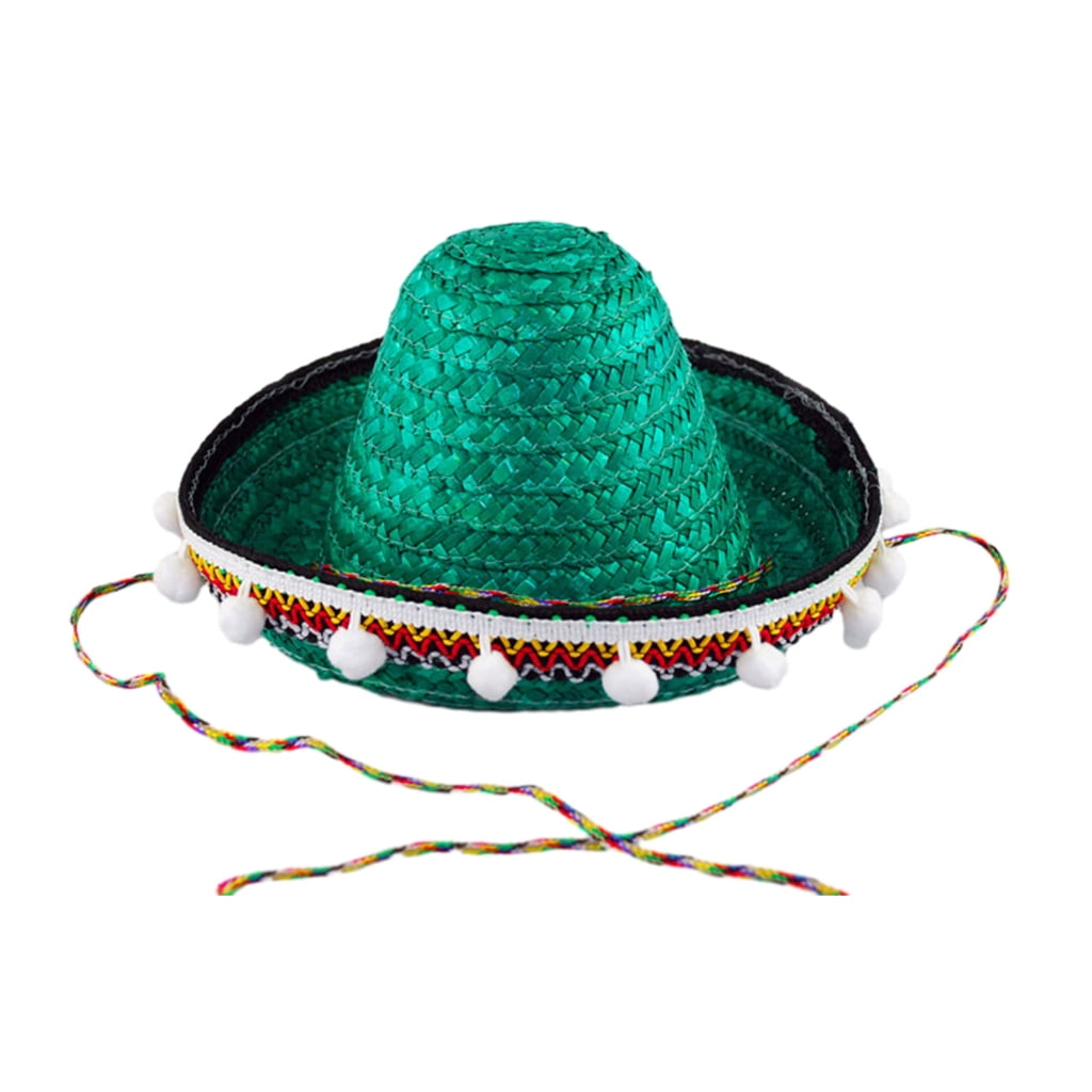 Trendy Mexicanos Straw Hat with White Pompoms, for Festivals Spanish ...