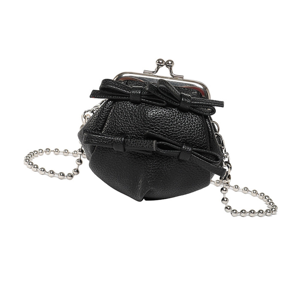 Trendy Mini Crossbody Bag With Bows Design Practical PU Chain Satchel ...