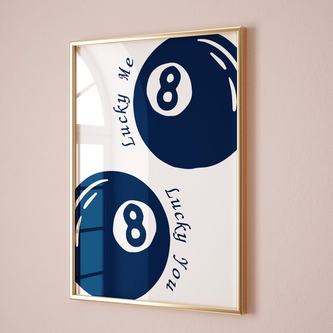 Trendy Navy Blue Retro 8 Ball Poster: Lucky Girl Preppy Dorm Room Decor ...