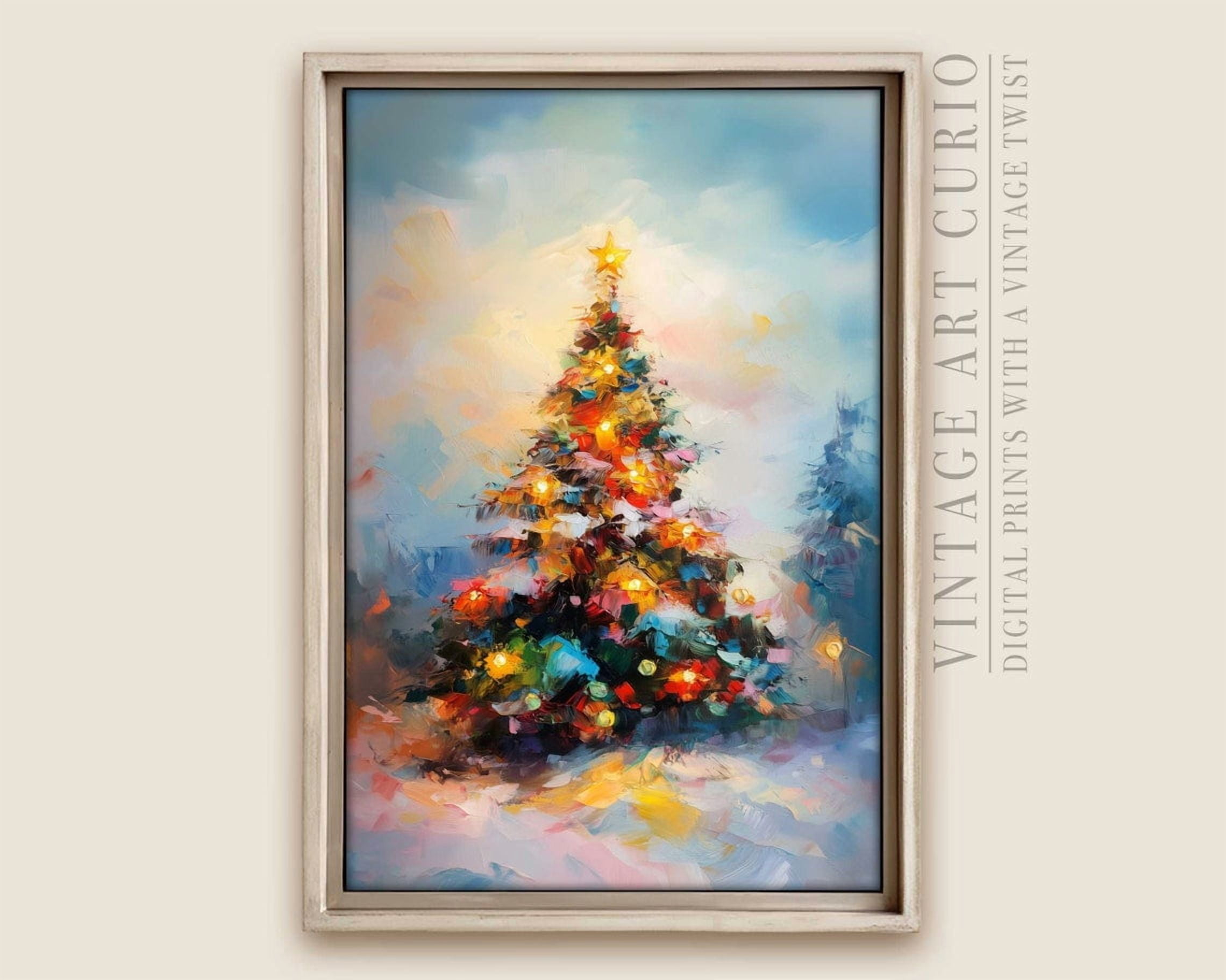 Trendy Neon Colored Winter Holiday Tree Wall Art, Fun And Funky Holiday ...