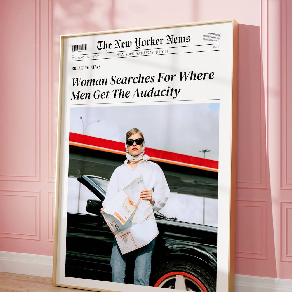 Trendy Newspaper Headline Poster, Retro Bar Cart Feminist Wall Art, New ...
