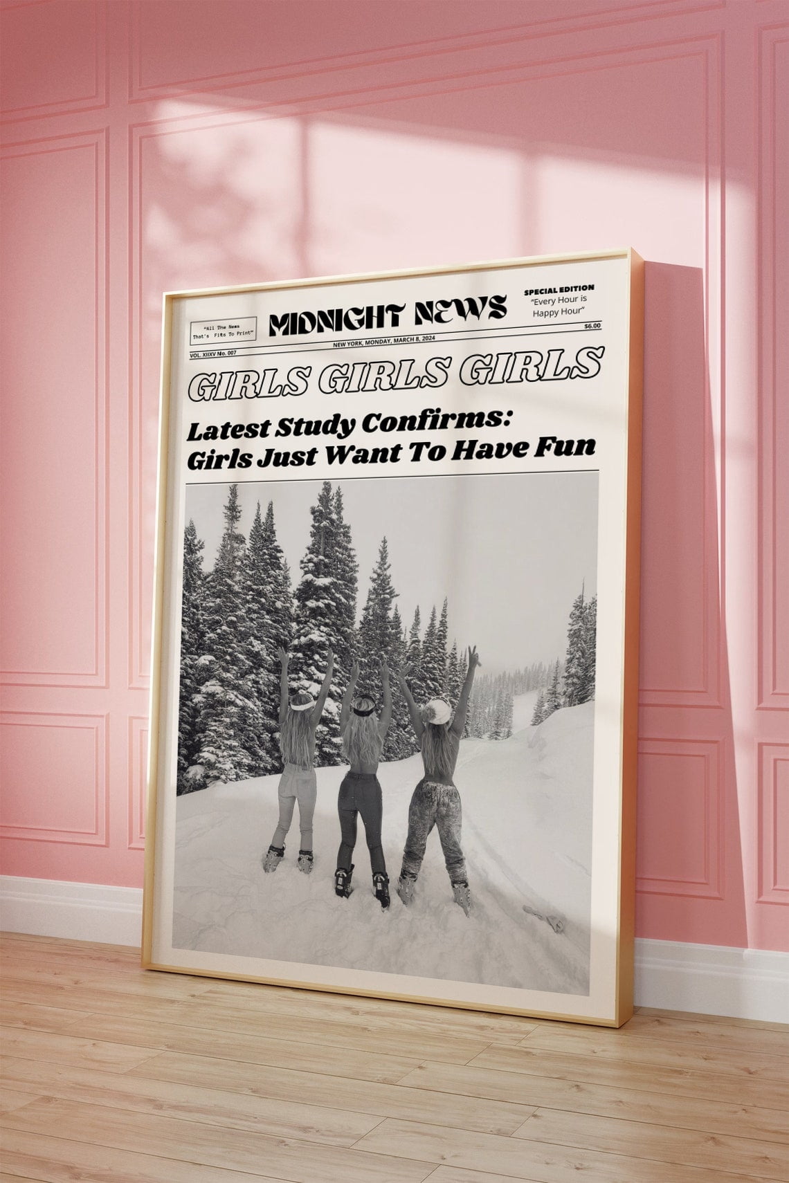 Trendy Newspaper Poster New York Times Style Poster Vintage Bar Art ...