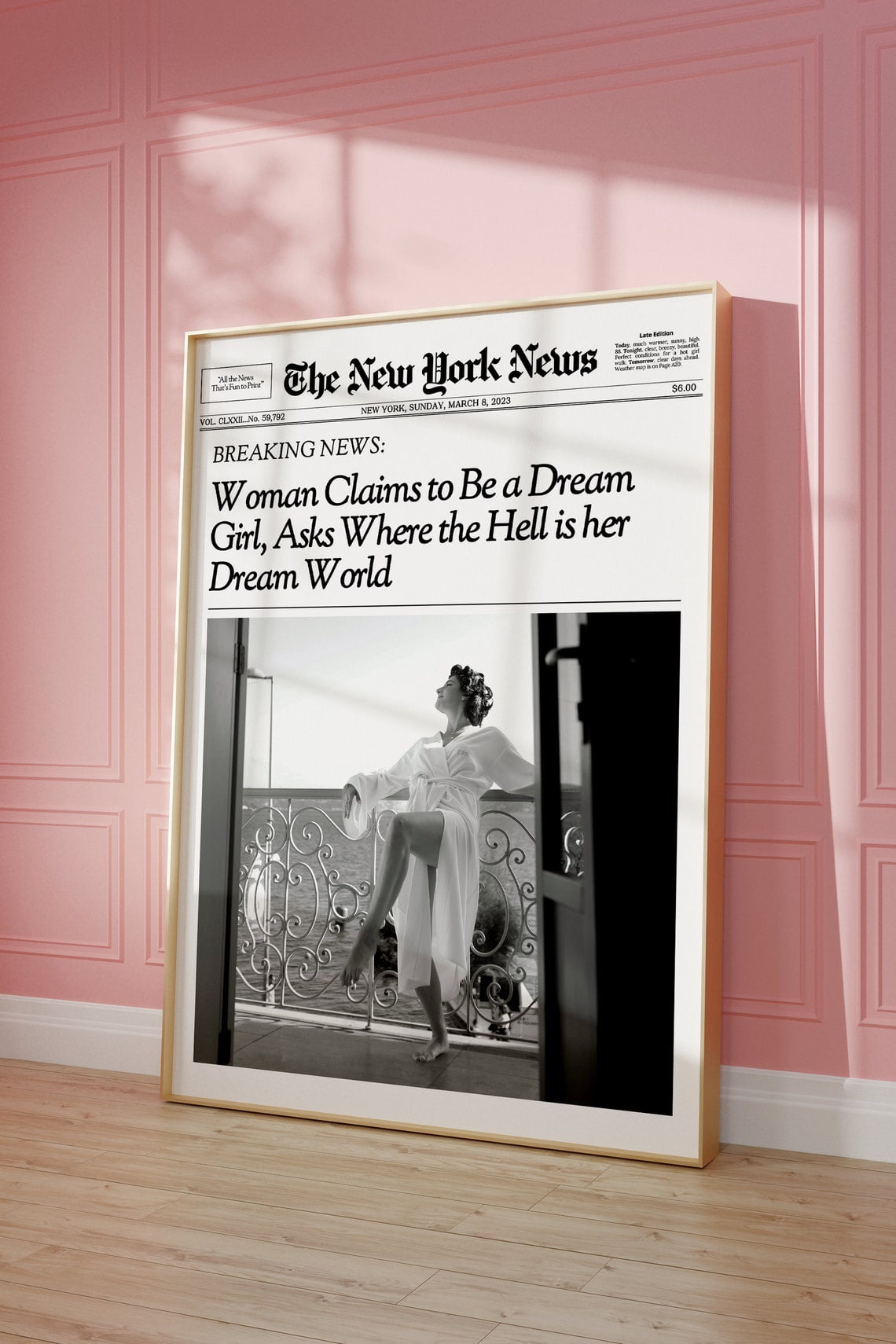 Trendy Newspaper Print, Retro Newsprint Headline Poster, Girly ...